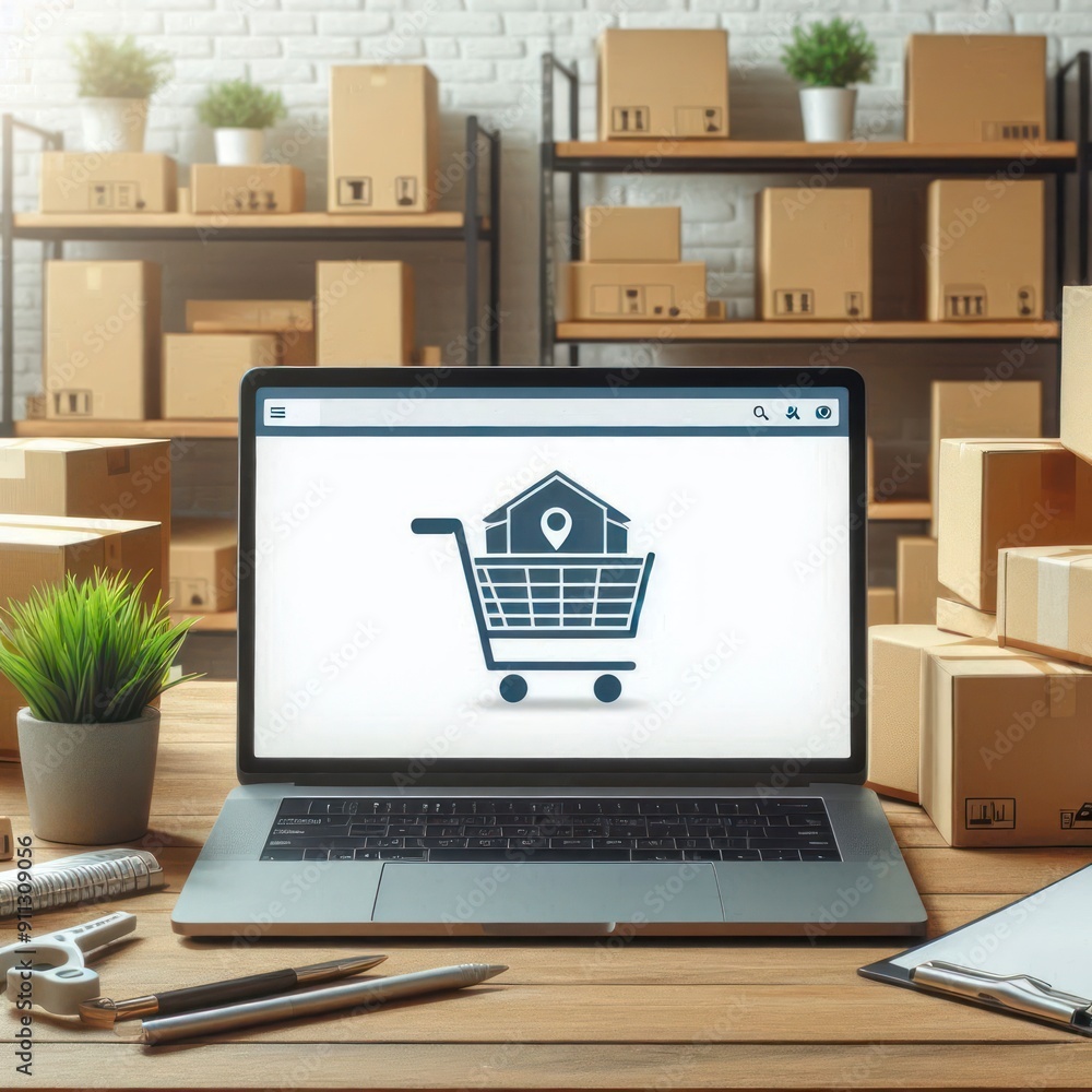 Online ecommerce store mockup, dropshipping business website concept ...