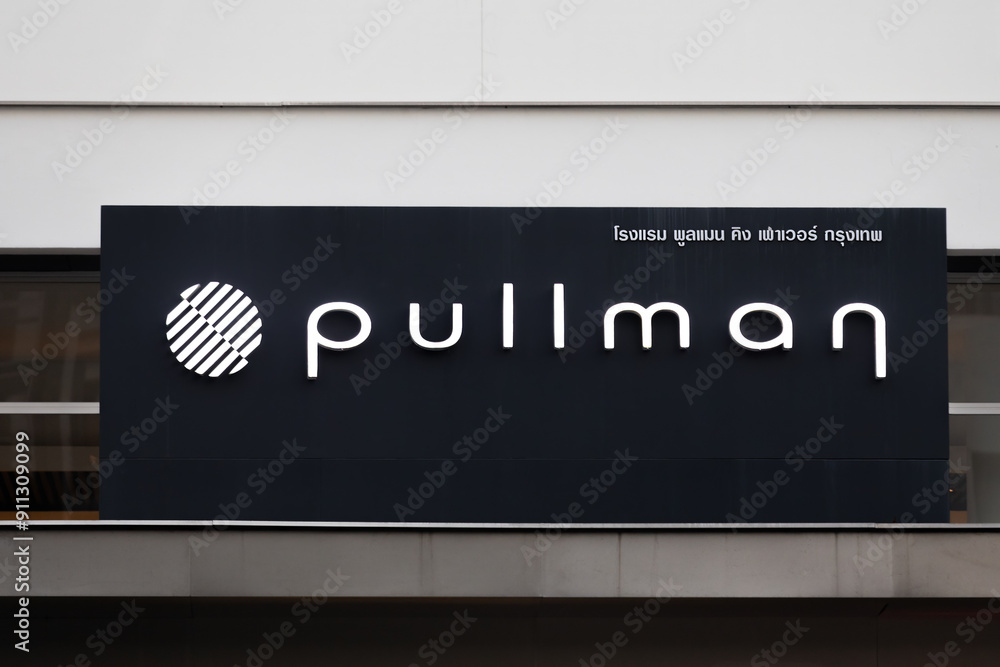 Bangkok, Thailand - 28 December, 2023: close-up of signboard of Pullman ...