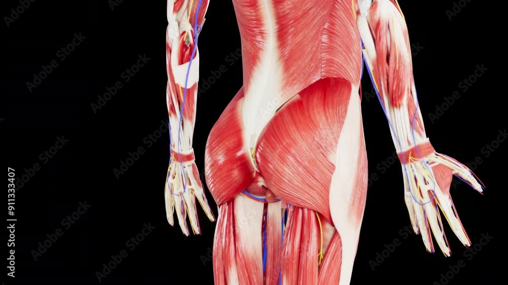 Muscular system 360 degree looping rotation of torso and hips, high ...