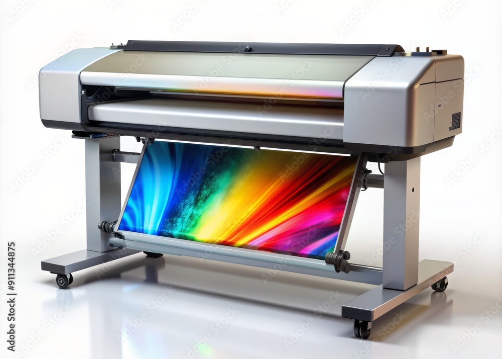 Sleek modern large format printer with vibrant color touchscreen and ...