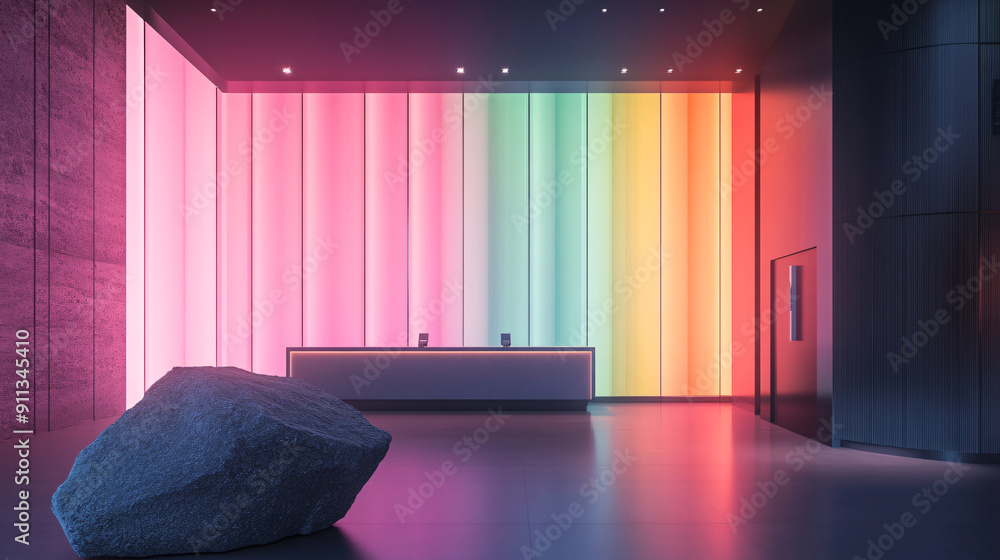 architectural photography, perspective, interior space, vertical light ...