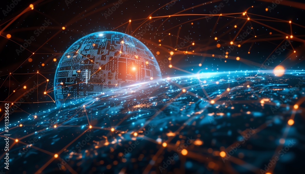 Global connectivity, digital world globe, cyber technology, highspeed ...