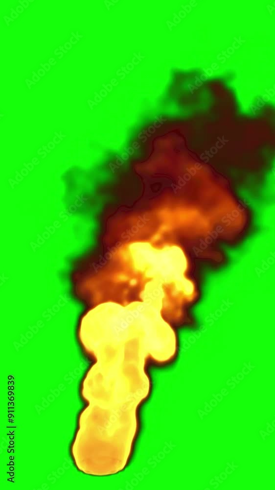 Green Screen Burning Fire Ball Flame. Chroma Key Flare or Bonfire with ...