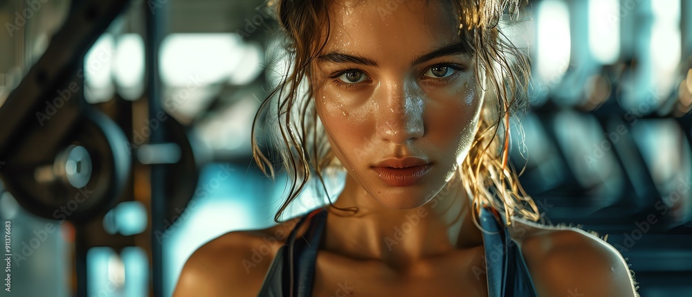 Realistic highresolution 8K photo of beautiful woman exercising at ...