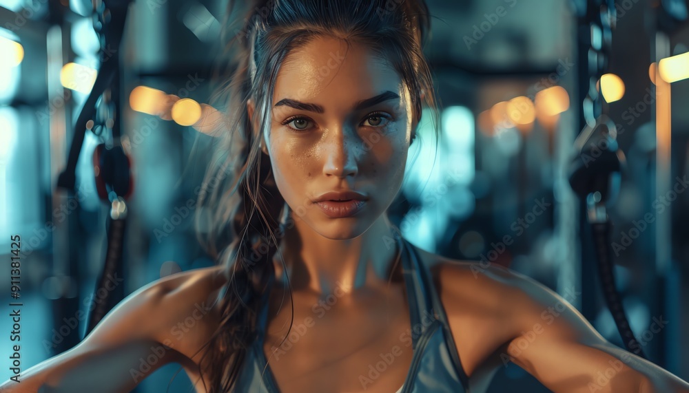 Highresolution 8K quality full body shot of beautiful woman exercising ...