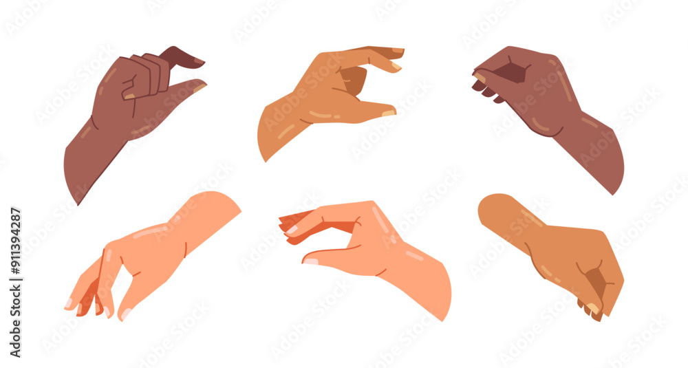 Touchscreen interactions gestures. Vector isolated flat set of palms ...