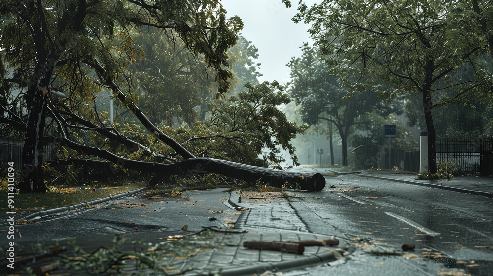 After the strong wind and rainstorm, the trees collapse, bringing ...