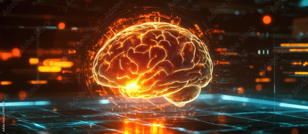 360 Degree Rotating Brain Scan Hologram with Waveform Light Effects ...