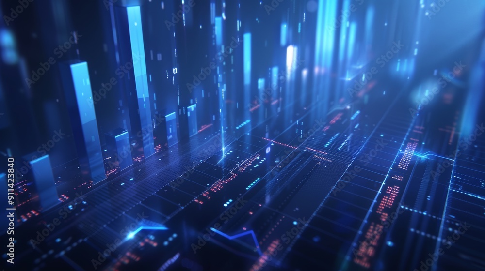 4K resolution animation of a growing business concept with a blue bar ...