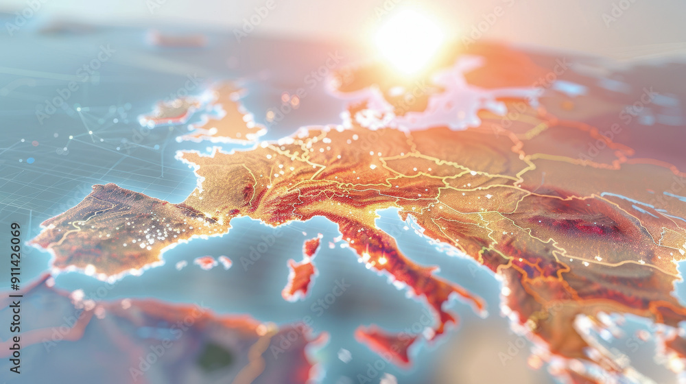 The heat affected europe map with regions experiencing high ...