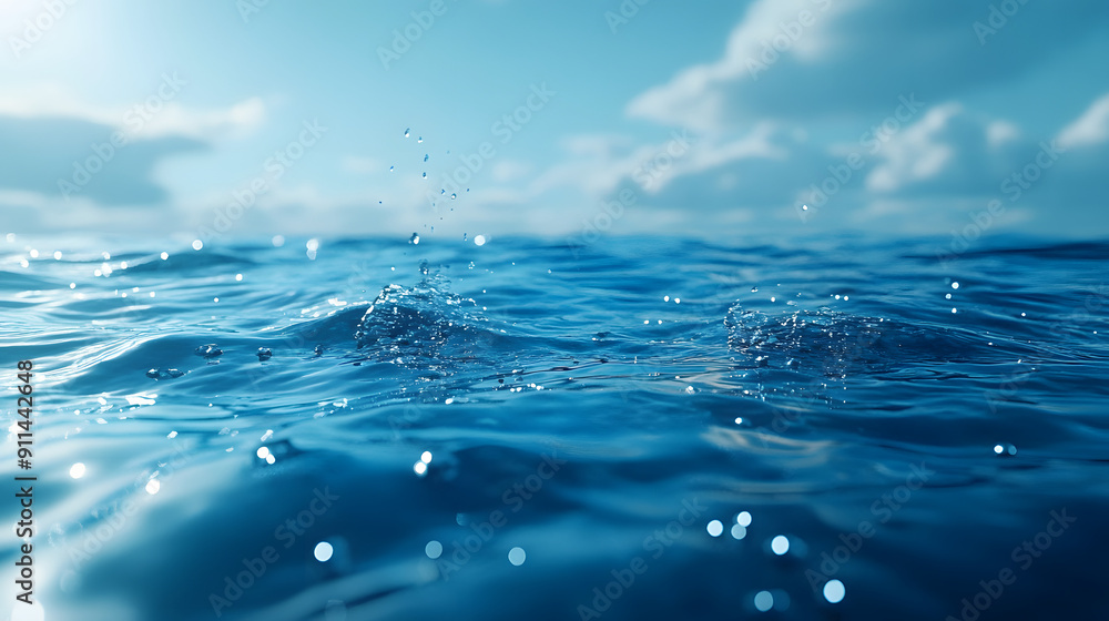 liquid tranquility smooth flowing water surface in slow motion. blue ...