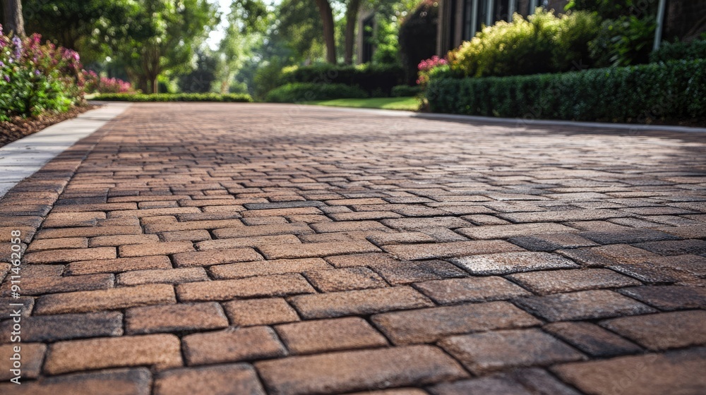 Brick block paving on a driveway, highlighting the durability and ...