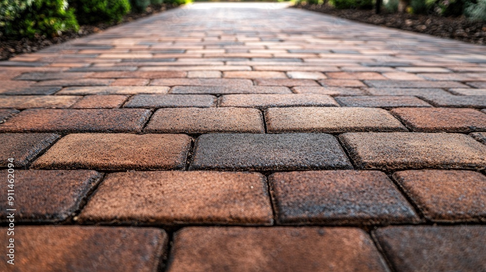 Brick block paving on a driveway, highlighting the durability and ...