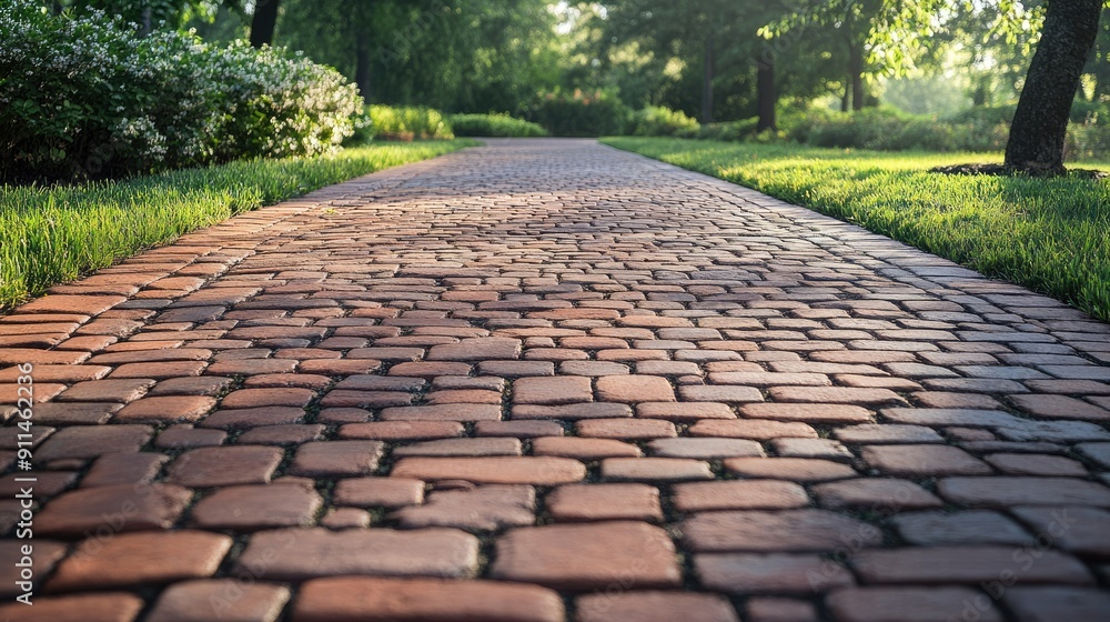 Brick block paving on a driveway, showcasing the durability and visual ...