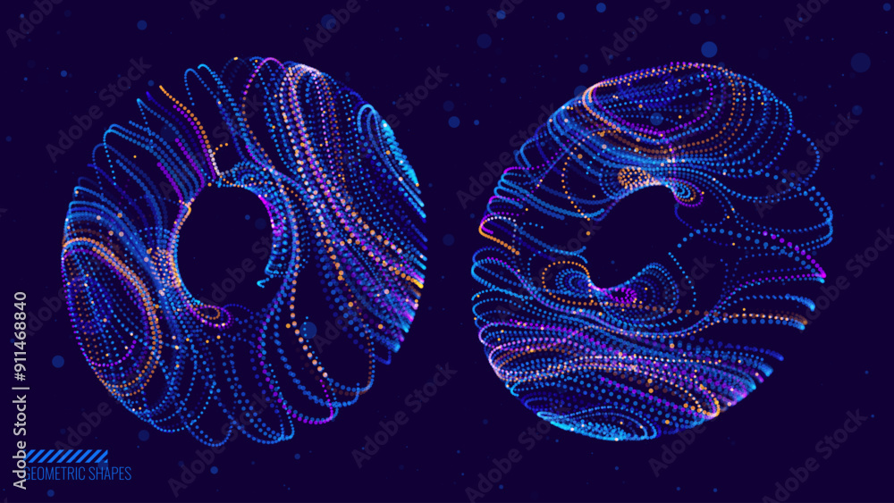 3D Torus Dots and Lines. Electromagnetic Force Field Concept. Science ...