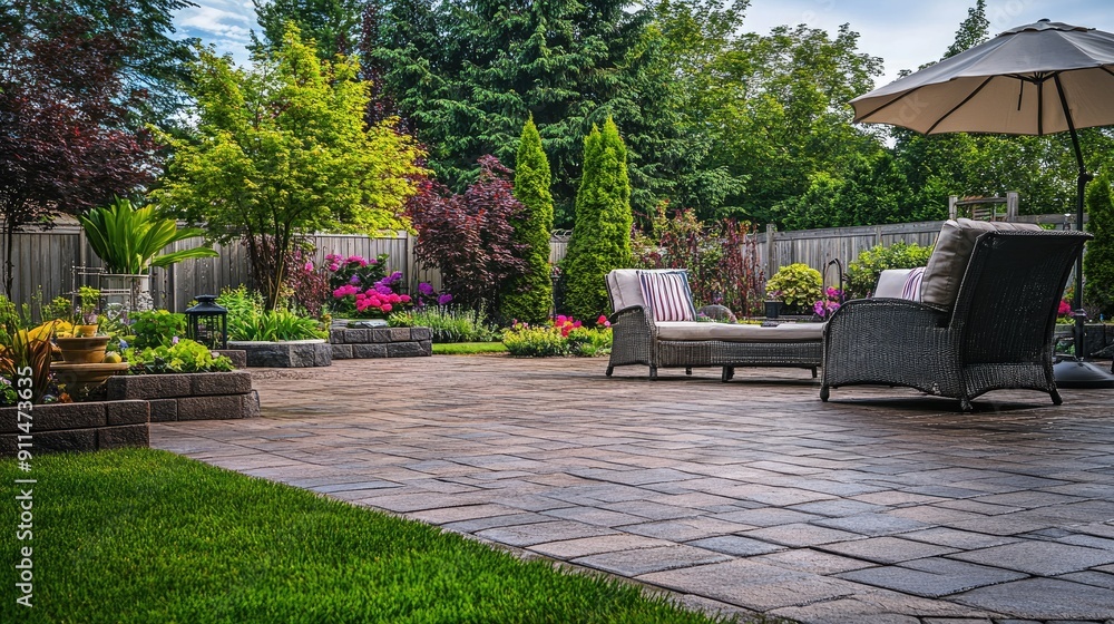 Patio area with brick block paving, showing the versatility and ...