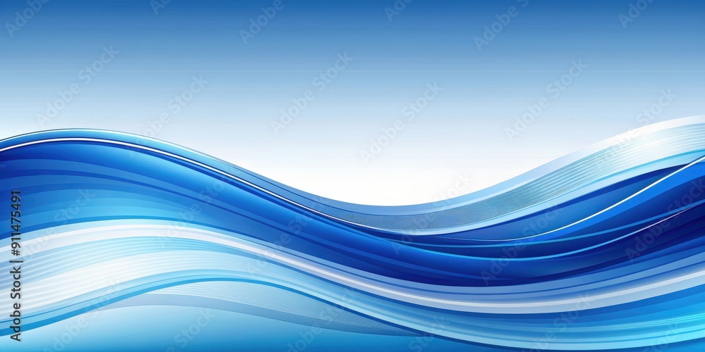 Blue and white wave design background with waves in white and blue ...