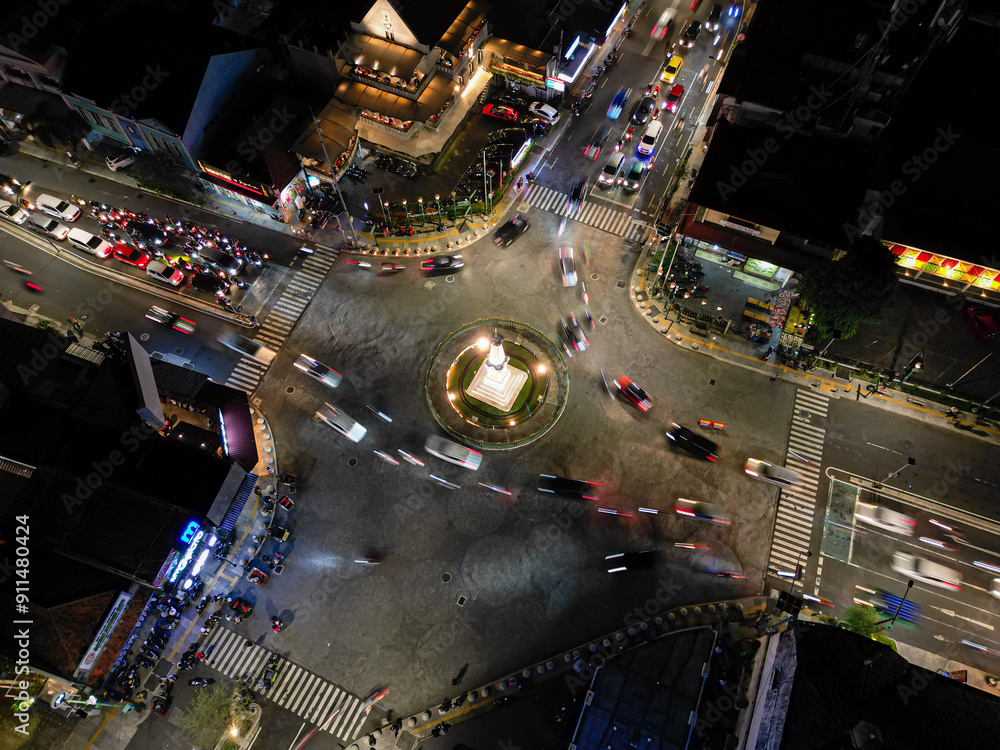 Yogyakarta, Indonesia - July 1, 2024: Aerial view of Tugu Golog Gilig ...
