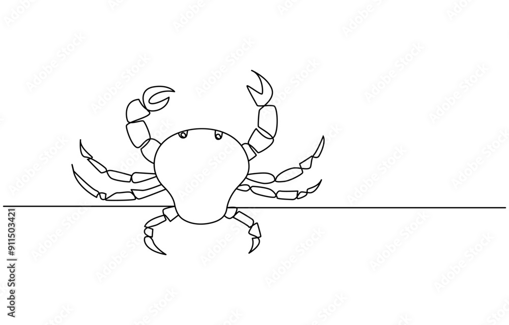 abstract Crab with Claws Continuous One Line Drawing, Crab in ...
