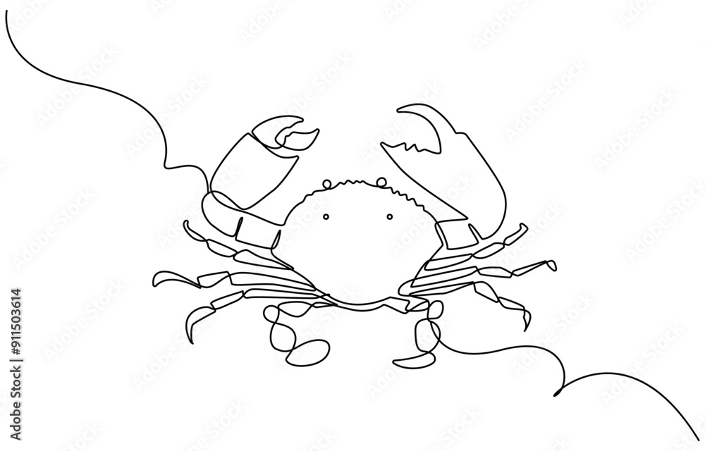 abstract Crab with Claws Continuous One Line Drawing, Crab in ...