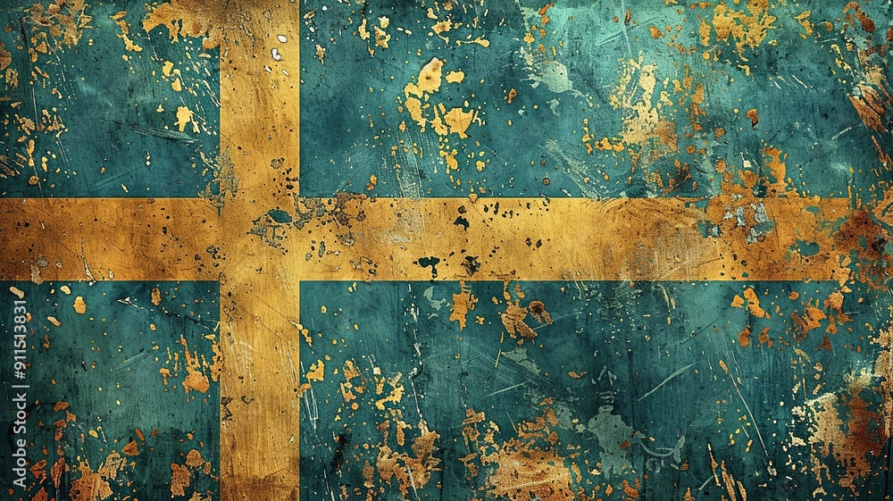 This modern, minimalist design of the Swedish flag features clean lines ...