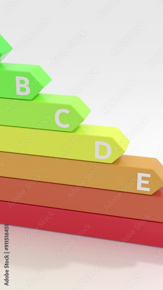 Energy efficiency class rating. Isometric colors labels. Certification ...