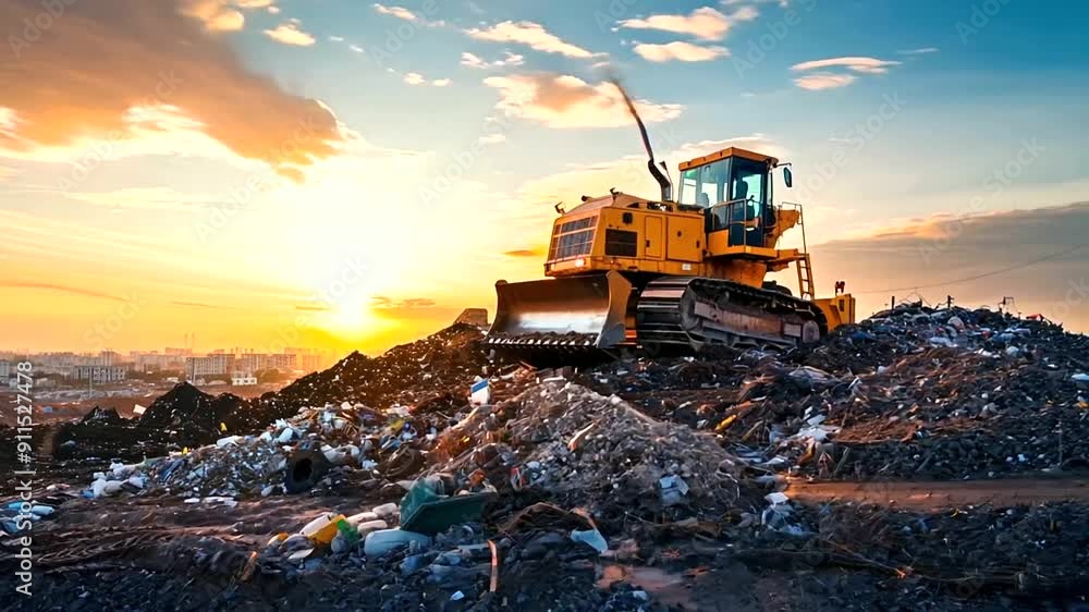 A modern landfill site where waste is being properly managed and ...