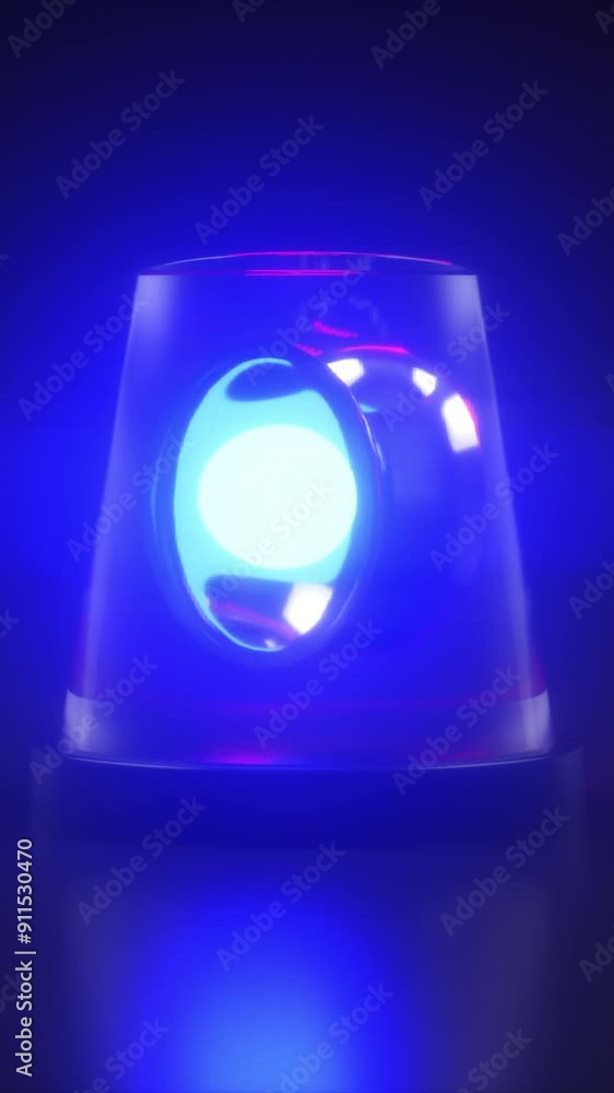 Vertical flashing warning siren light rotates and changes colors from ...