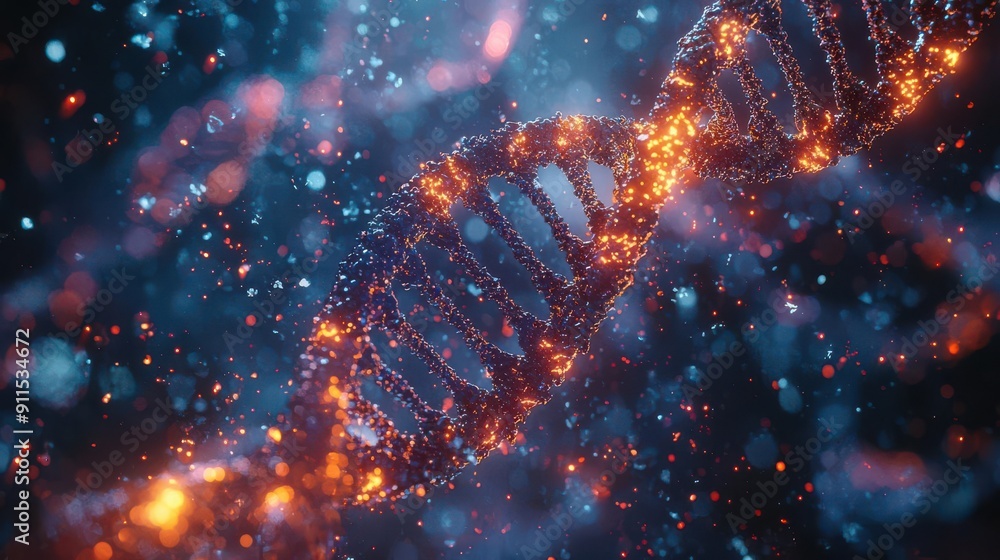 CRISPR technology in action, precisely altering a genetic sequence ...