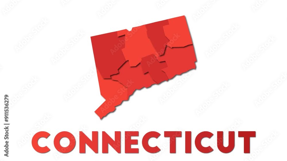Connecticut map showing regions. Animated us state map with title. 4k ...