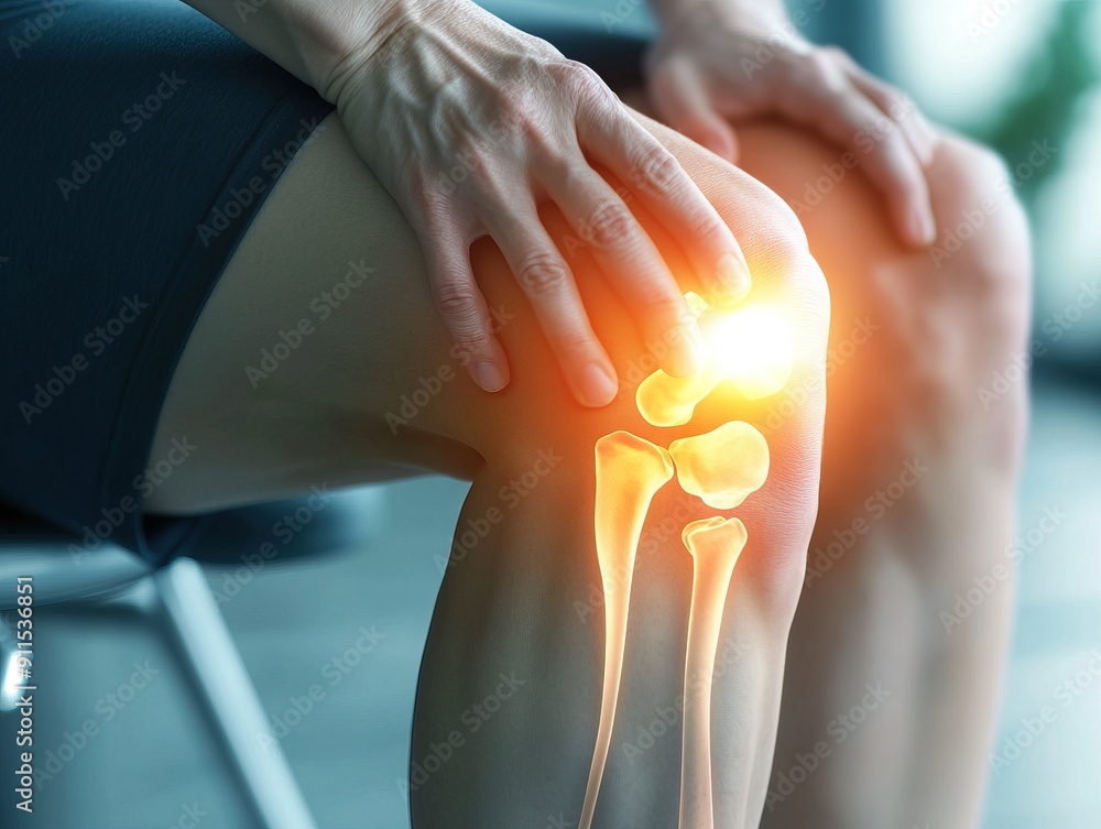 Athlete or spot people having knee injury due to ligament inflammation ...