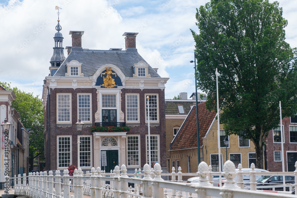 town hall from year 1730 in Louis XIV style in Harlingen, which is one ...