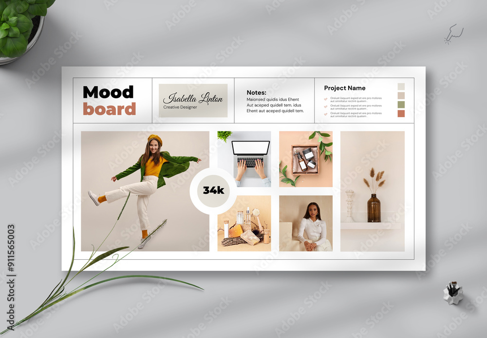 Simple Moodboard Presentation Layout Stock Template | Adobe Stock