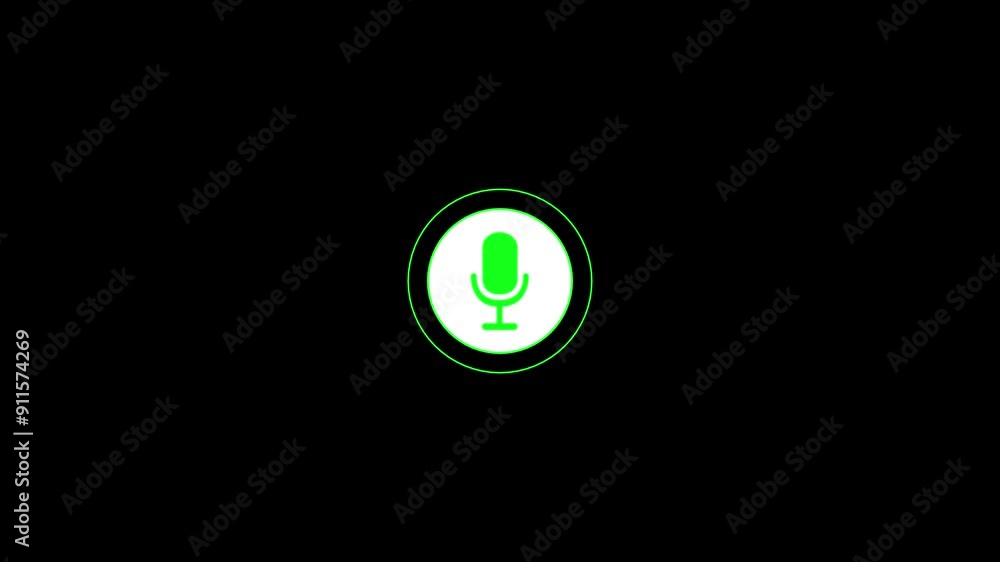 Audio microphone icon animation. radio wave of podcast microphone ...