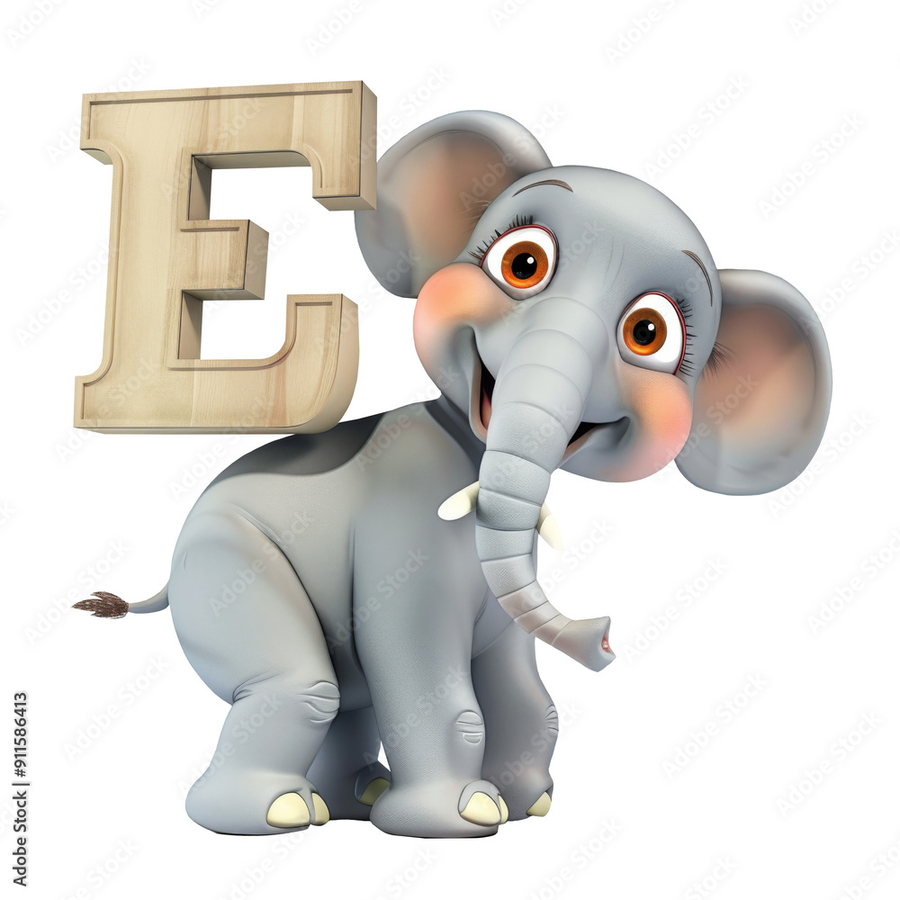 Alphabet letter E for cute elephant on transparent png background. Clip ...
