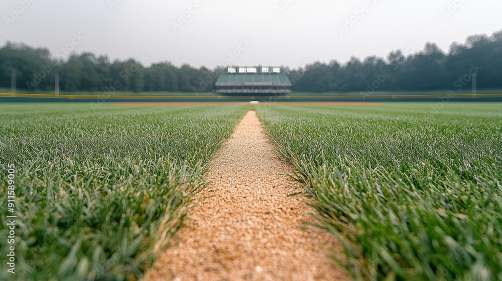Majestic baseball stadium with perfectly lined infield and well ...