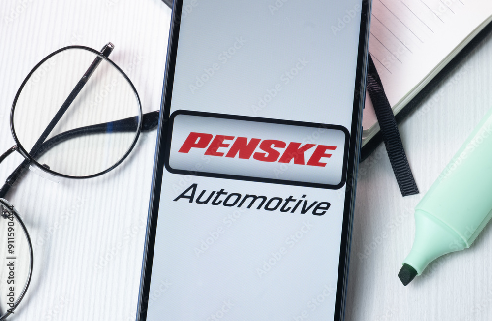 New York, USA - 1 August 2024: Penske Automotive Logo on Phone Screen ...