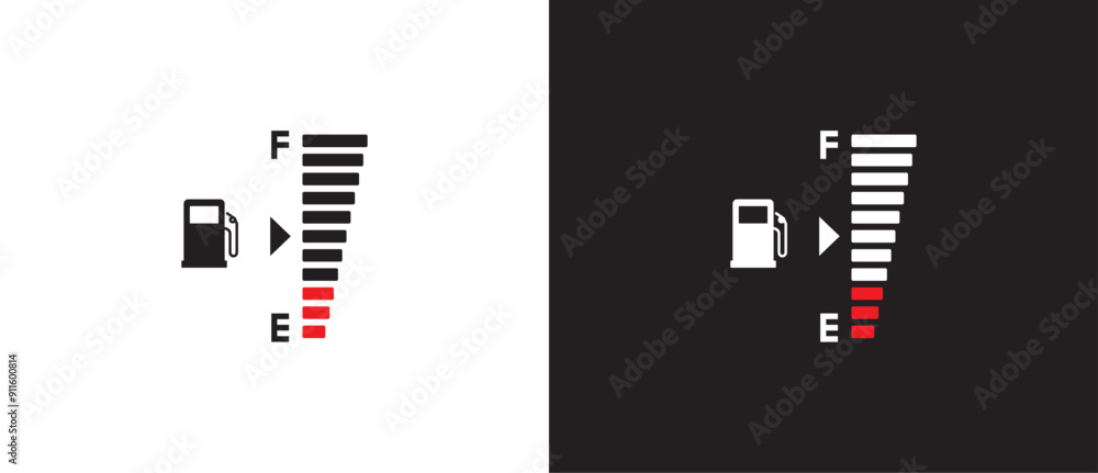 Vehicle fuel digital indicator, Full and empty simple icon, Gas and ...