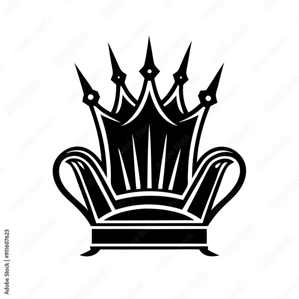 Royal Throne Silhouette Vector: A striking black vector illustration of ...
