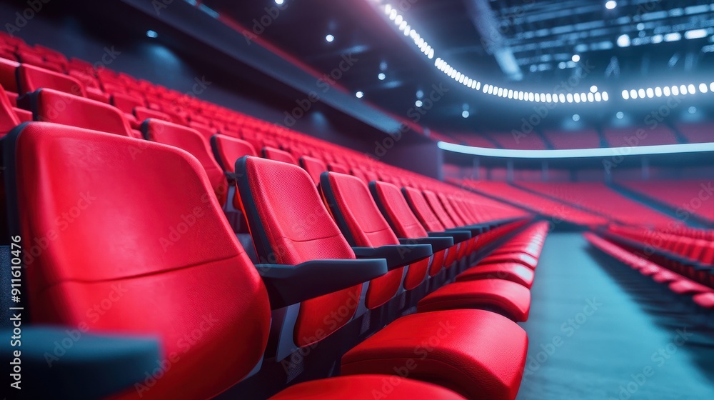 Red seats in a vip area of a sports stadium Stock Photo | Adobe Stock