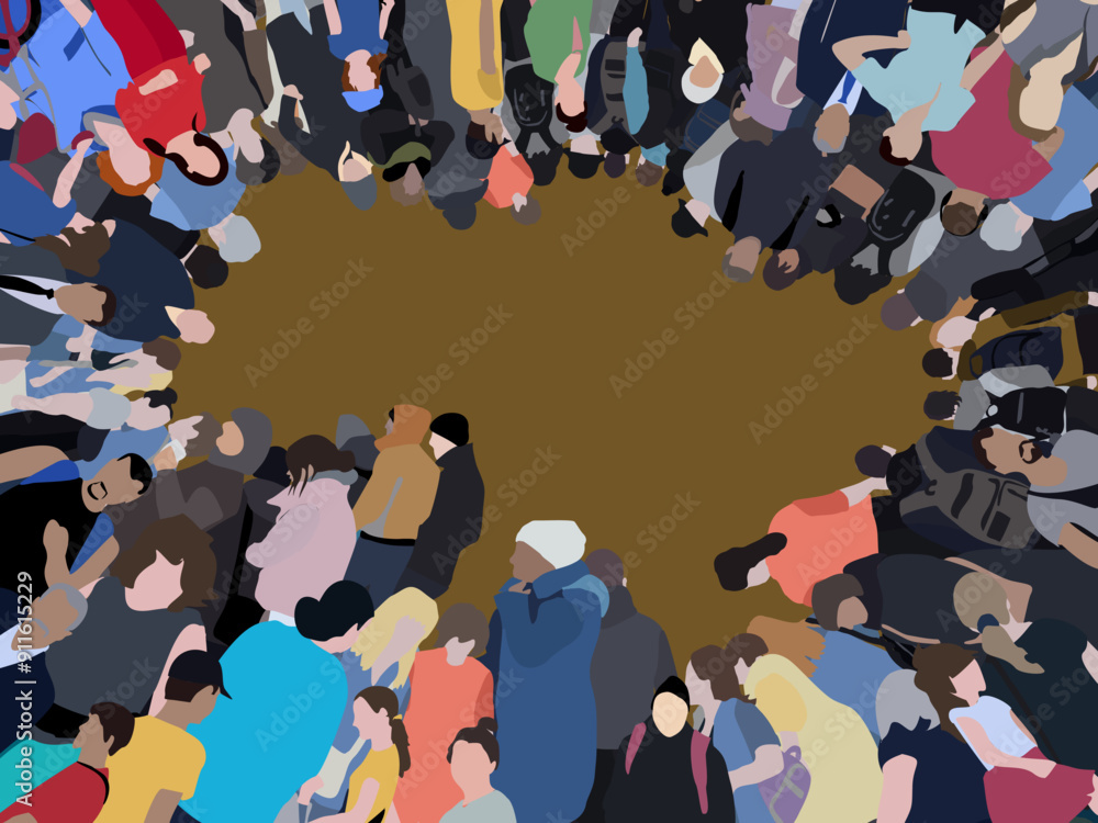 Pattern with people. A girl is walking down the street. Vector flat ...