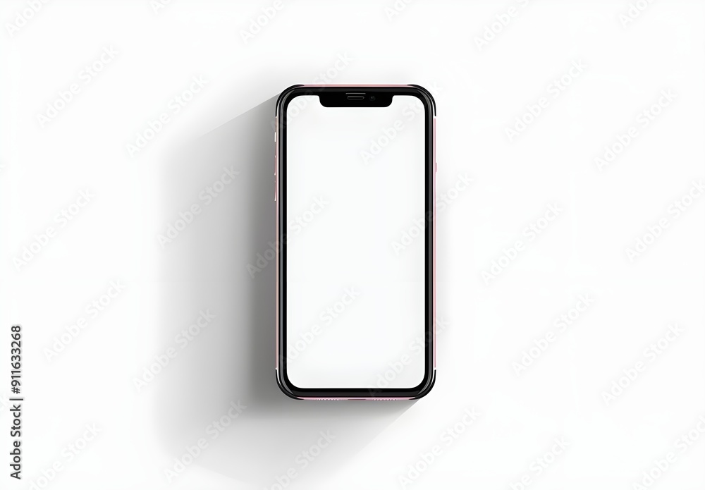 Sleek smartphone with blank screen mockup, isolated on white background ...