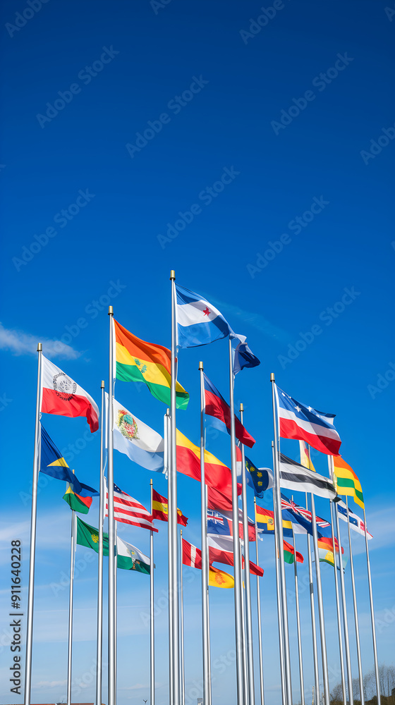 Unity in Diversity - Flags of Various Countries Unfurled Against the ...
