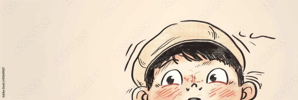 Cartoon character with mischievous child like face chubby cheeks and ...