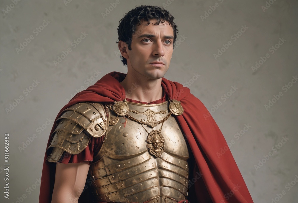 portrait of a male Roman emperor with a stern expression, wearing ...