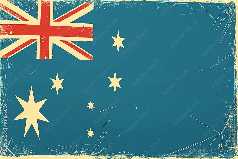 This pop art-style illustration of the Australian flag features bold ...