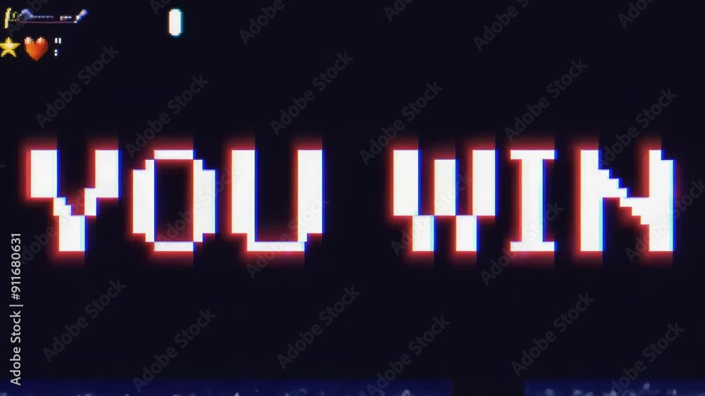 You Win" 8 bit Glitch Text Animation Loop Rendering with Alpha Channel Background 8bit Text ...