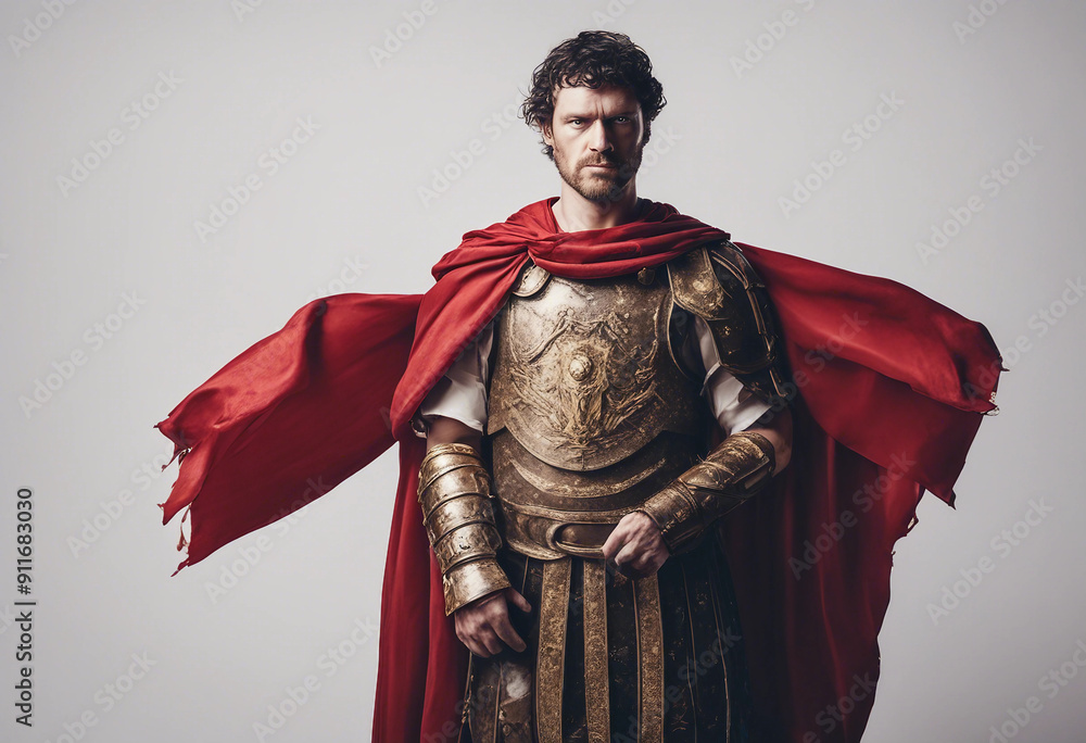 portrait of a male Roman emperor with a stern expression, wearing ...