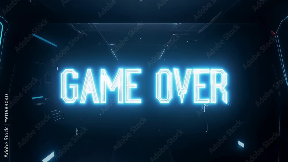 "Game Over" cyber Text Animation Loop Rendering with Alpha Channel ...