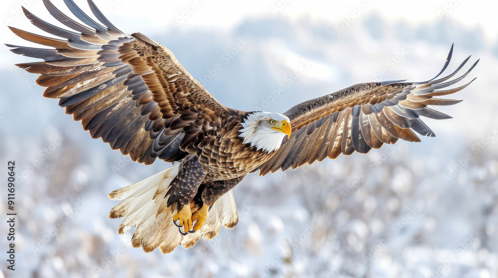 Powerful Bald Eagle Hunting in the Wild: Captivating Image of a ...